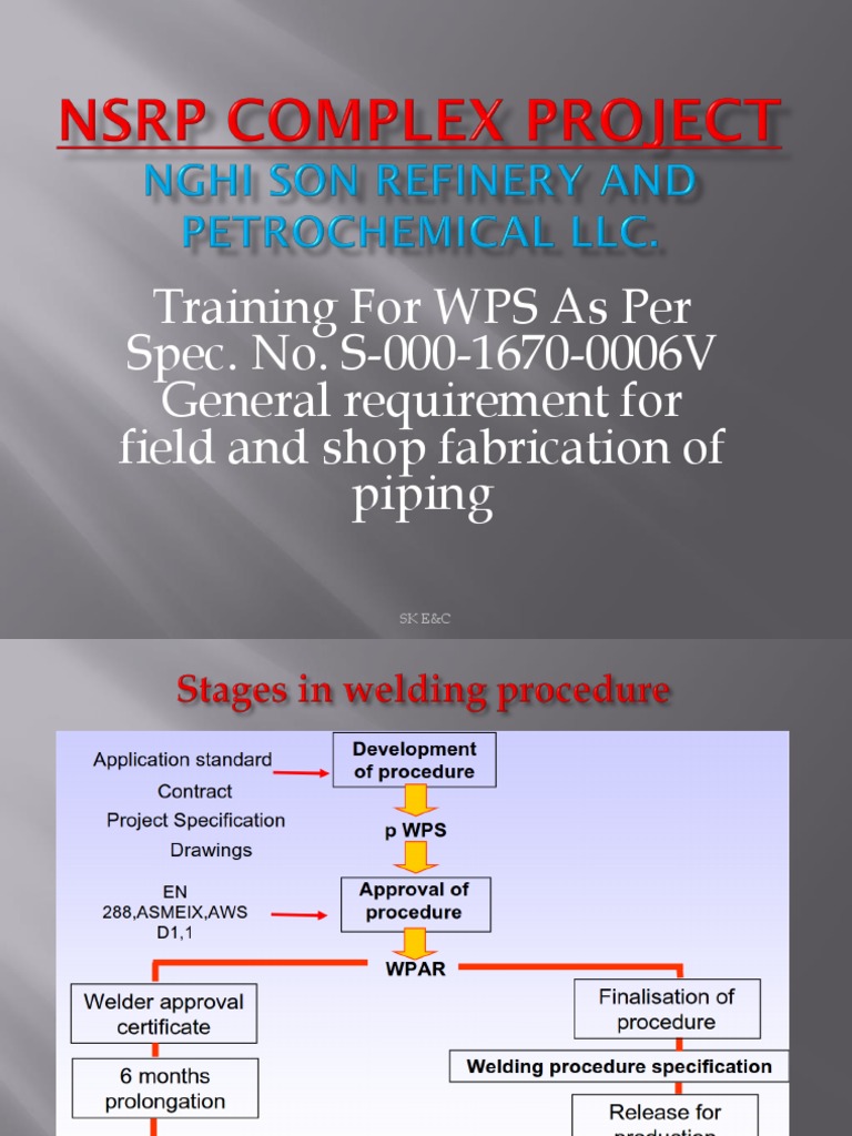 Training For WPS As Per Spec. No. S-000-1670-0006V General Requirement ...