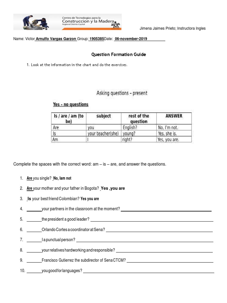 Question Formation Guide | PDF | Wellness