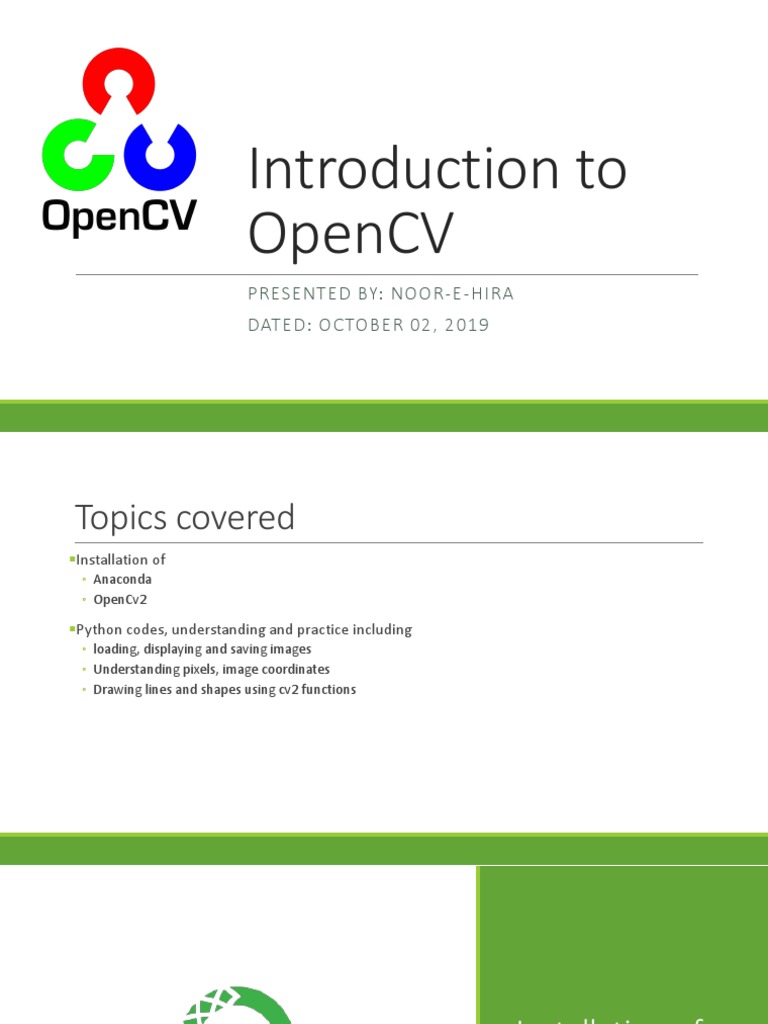 OpenCV Basics for Beginners | PDF | Computing | Software