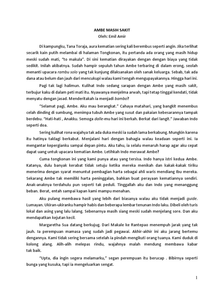 Cerpen Ambe Masih Sakit Oleh Emil Amir | PDF | Seni | Puisi