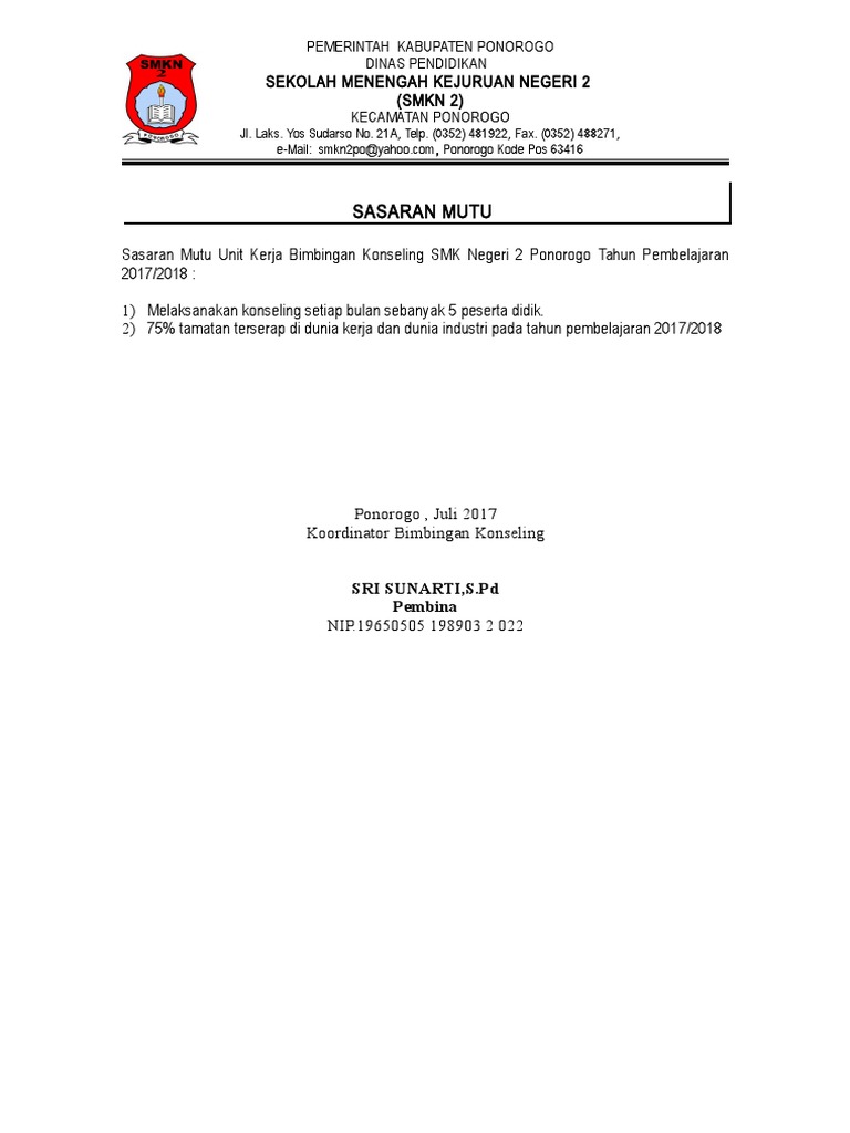 Sasaran Mutu | PDF