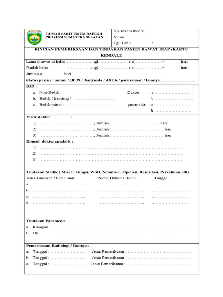 Form Rincian Tindakan Ranap Bidan | PDF
