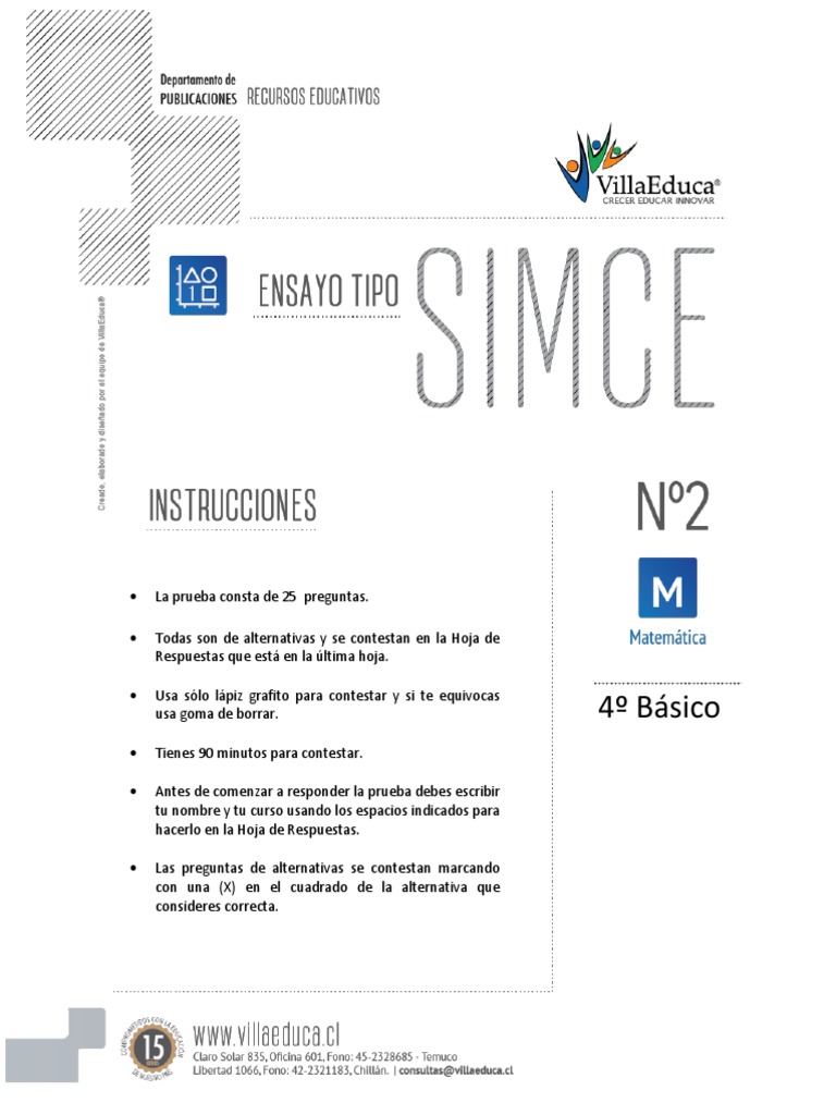 Ensayo Simce Matematicas 4° Basico | PDF | Juegos de mesa tradicionales | Ajedrez