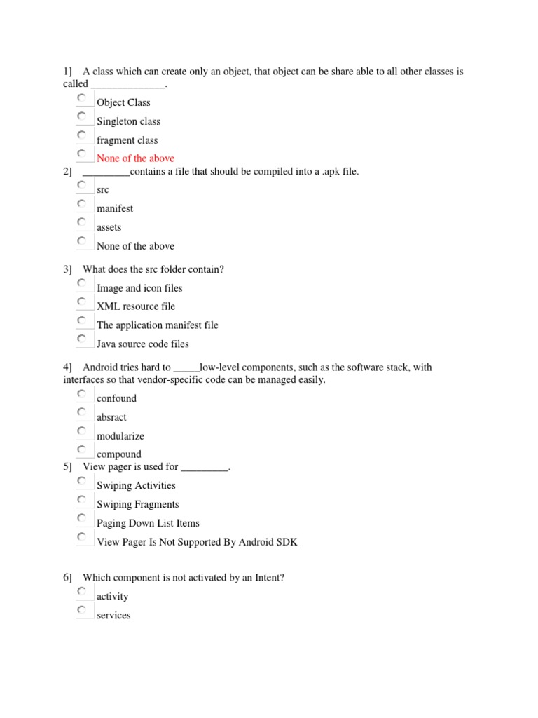 Android MCQ | PDF | Android (Operating System) | Application Software