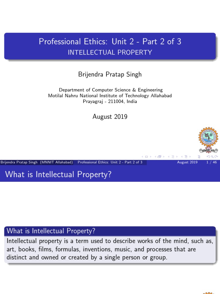 Professional Ethics: Unit 2 - Part 2 of 3: Intellectual Property ...