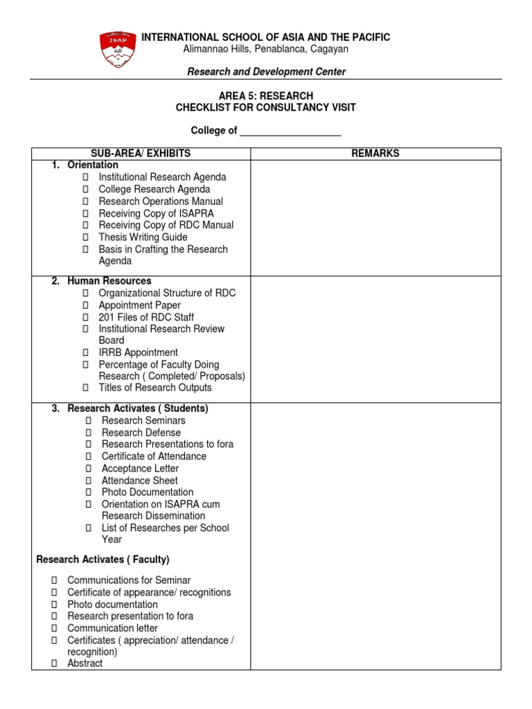 Checklist | PDF | Learning | Inquiry