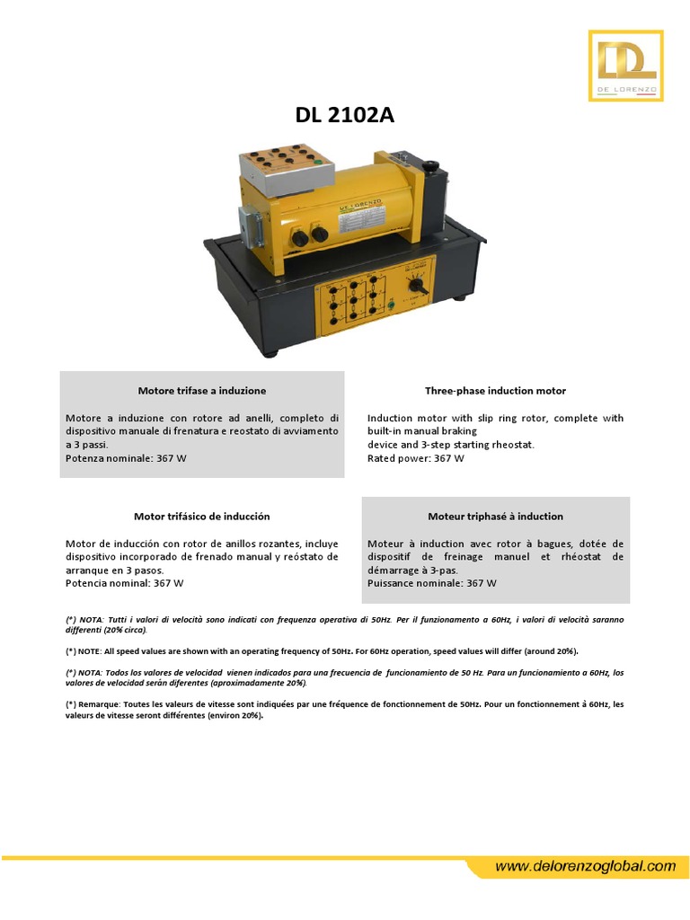 DL 2102A Three-Phase Induction Motor | PDF | Electrical Engineering ...