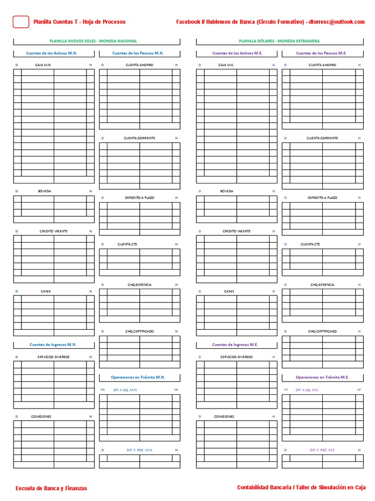 Planilla Cuentas T Hoja de Procesos | PDF | Corporaciones | Bancos