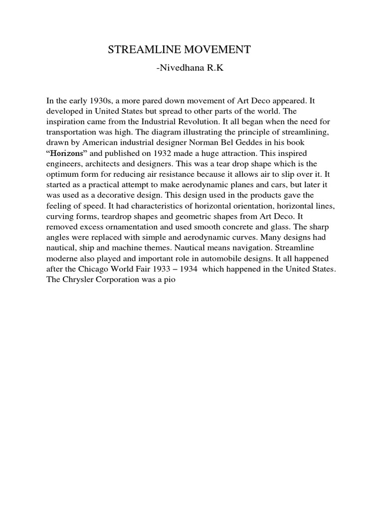 Streamline Movement: - Nivedhana R.K | PDF | Art