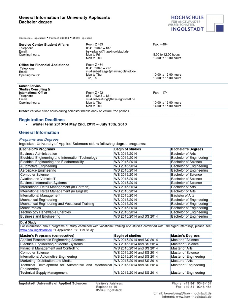 General Information For University Applicants Bachelor Degree | PDF ...