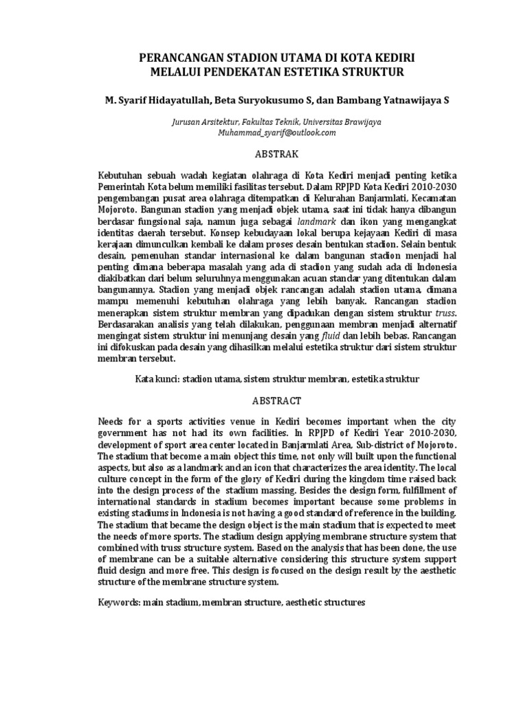 ID Perancangan Stadion Utama Di Kota Kediri | PDF | Komputer