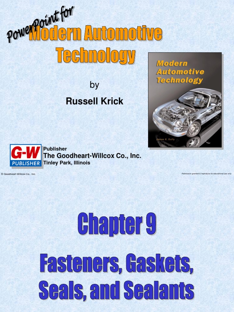 Chapter 9 Fastener Gasket and Sealant | PDF | Screw | Nut (Hardware)