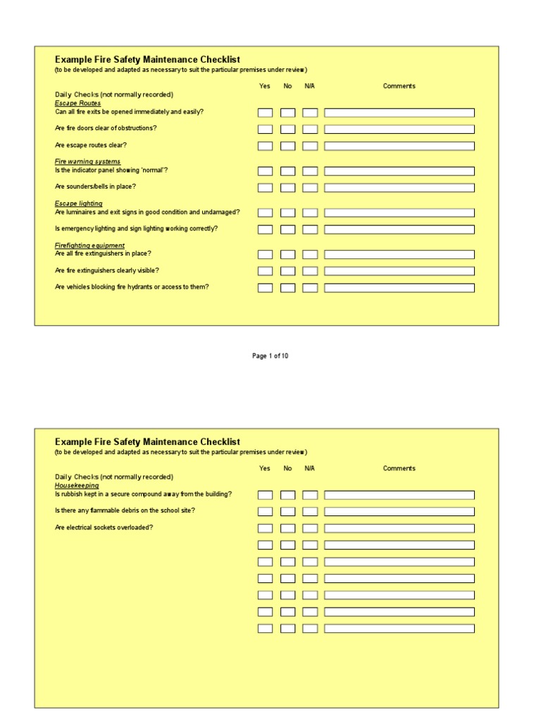 Fire Risk Assessment Checklist | PDF | Fire Safety | Fires