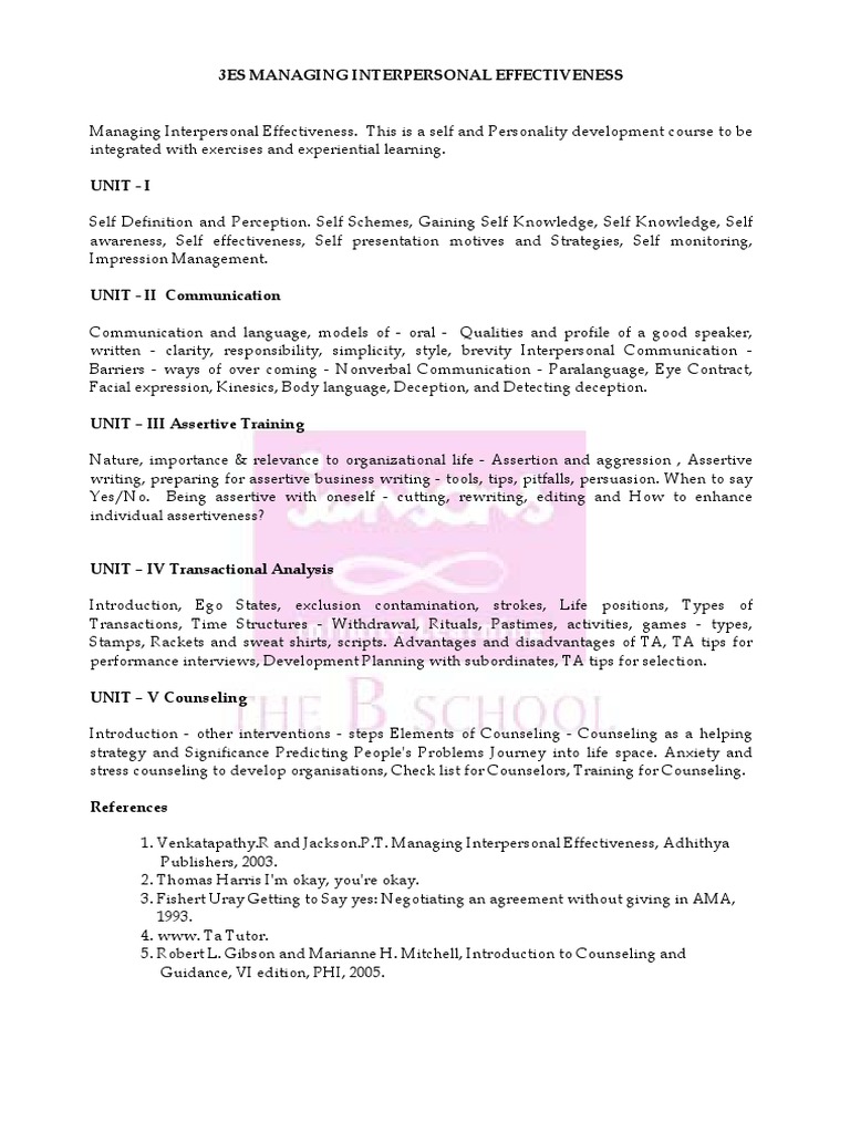 Managing Interpersonal Effectiveness PDF | PDF