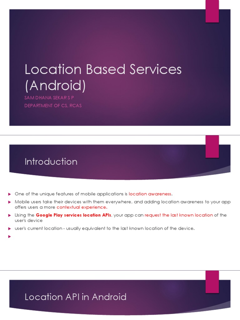 Location Based Services (Android) - AAD - Unit III | PDF | Android (Operating System) | Mobile App