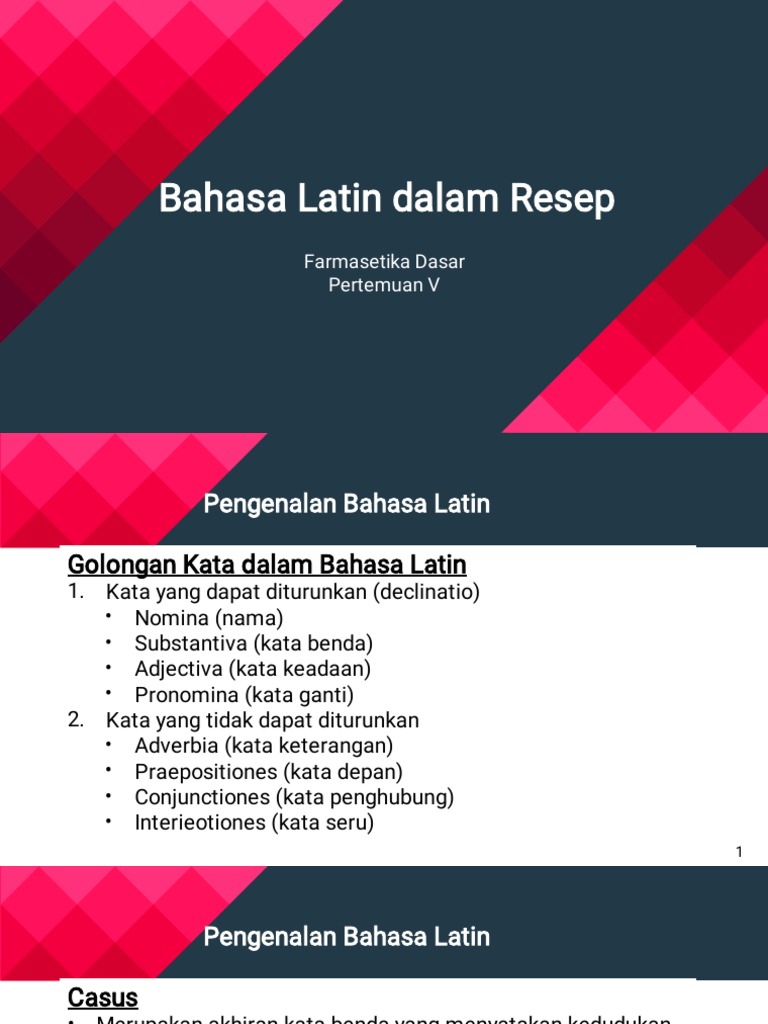 V.bhs Latin DLM Resep | PDF