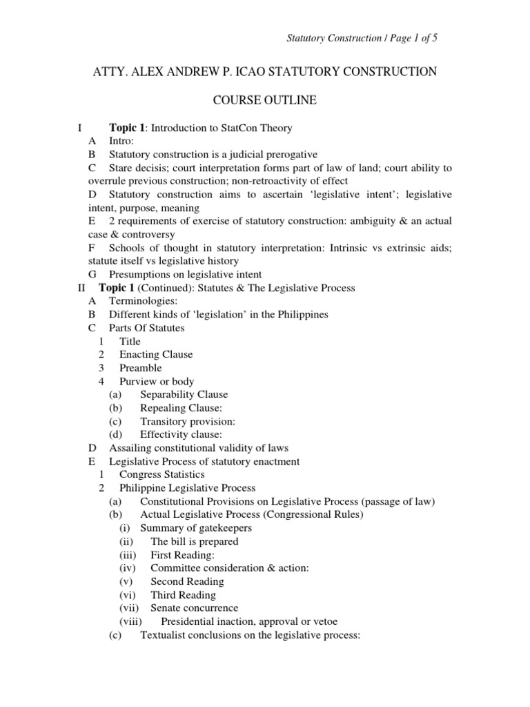 Statutory Construction Course Guide | PDF | Statutory Interpretation ...