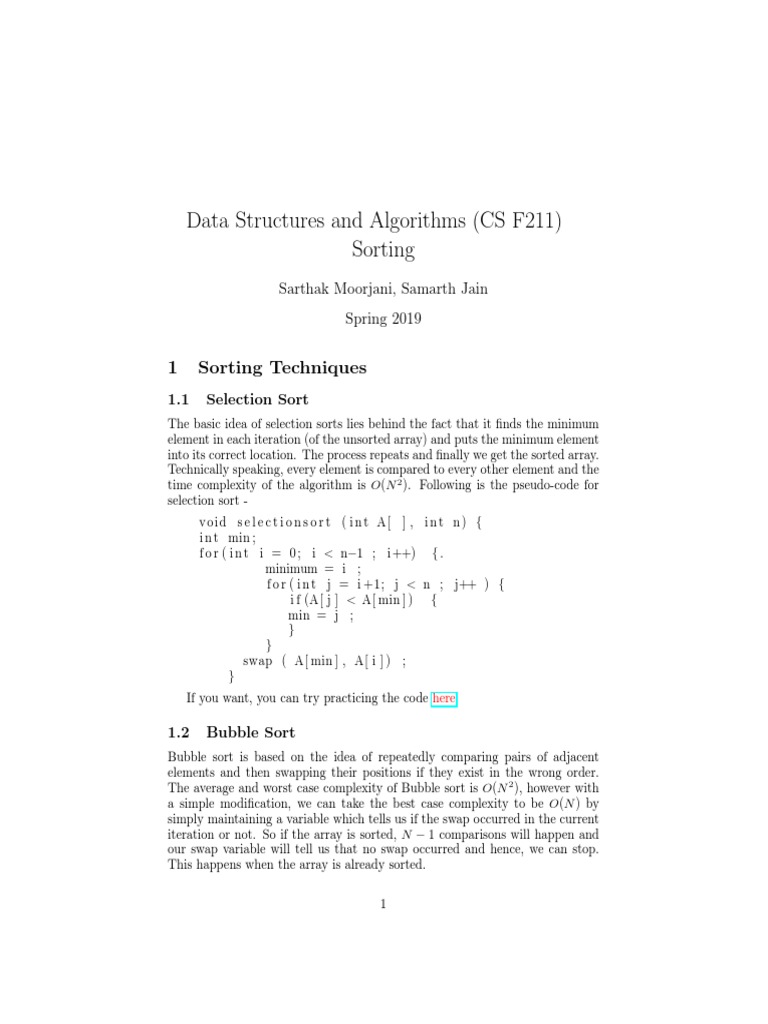 Dsa Sorting Pdf Mathematical Concepts Algorithms 0426