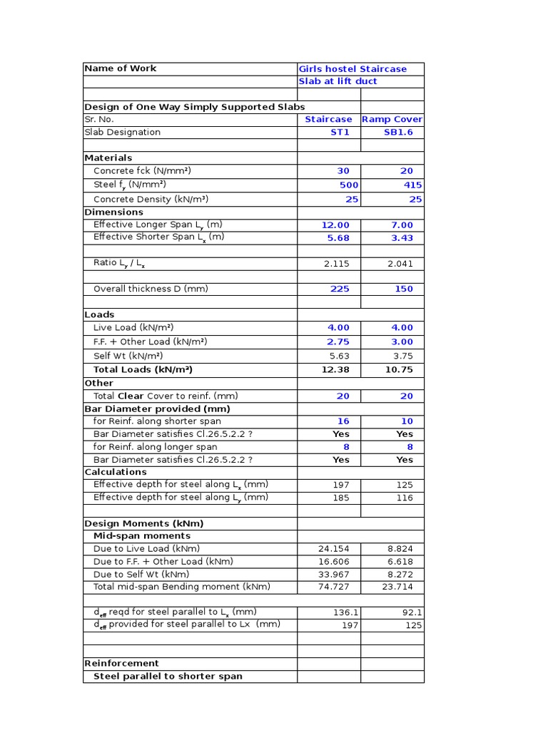 Staircase Waist Slab | PDF | Building Materials | Structural Engineering