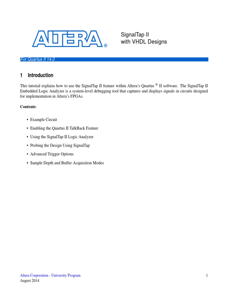 Tutorial SignalTap by Altera | PDF | Vhdl | Field Programmable Gate Array
