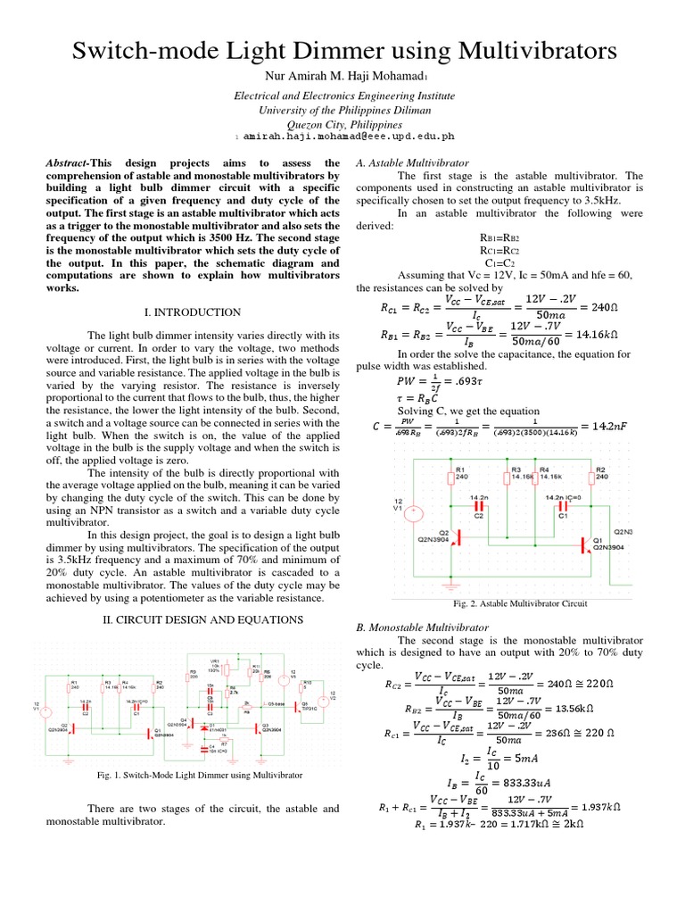 Switch-Mode Light Dimmer Using Multivibrators: Abstract-This | PDF | Electronic Design ...
