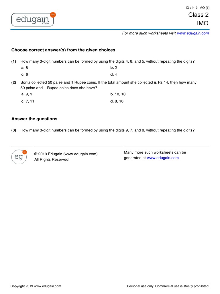 Grade 2 IMO in PDF | PDF