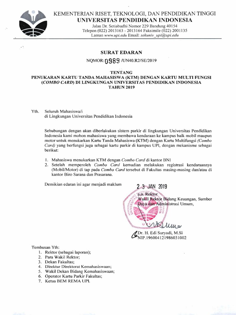 Penukaran KTM dengan Kartu Multifungsi di UPI | PDF