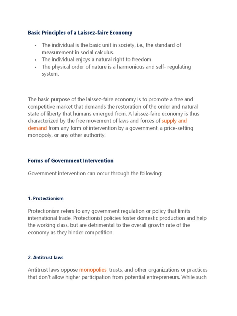 Basic Principles of A Laissez-Faire Economy: Supply and Demand | PDF ...