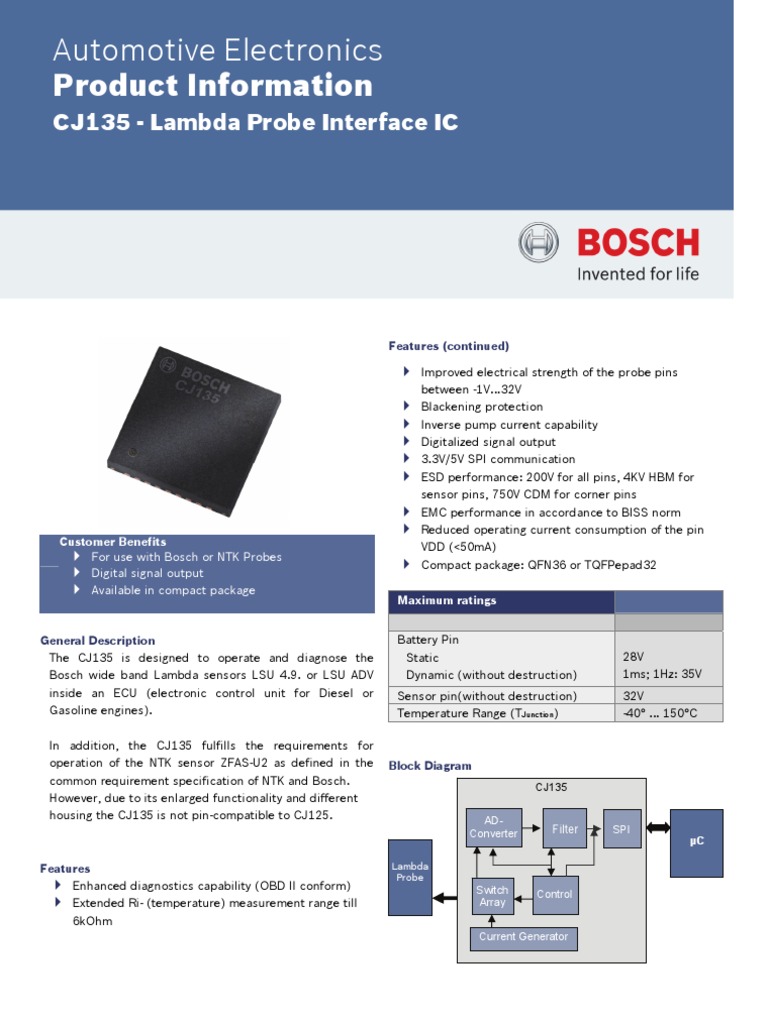 BOSCH CJ135 Product Information 101201 | PDF | Electrical Engineering ...