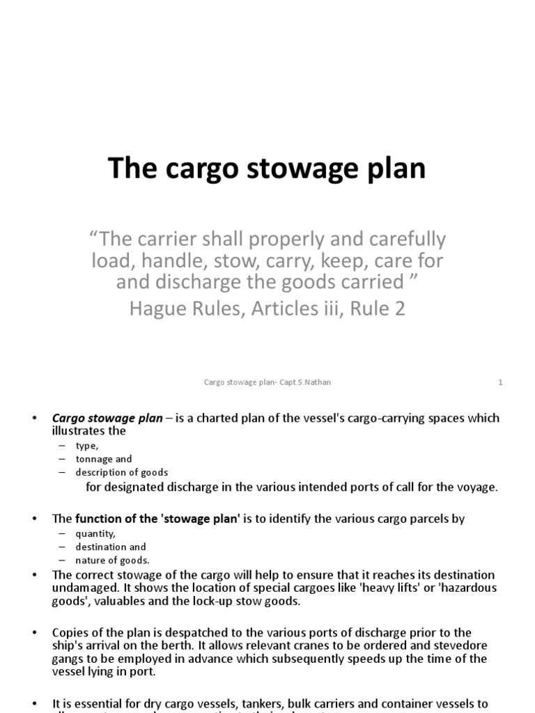 The Cargo Stowage Plan | Cargo | Bill Of Lading | Free 30-day Trial ...