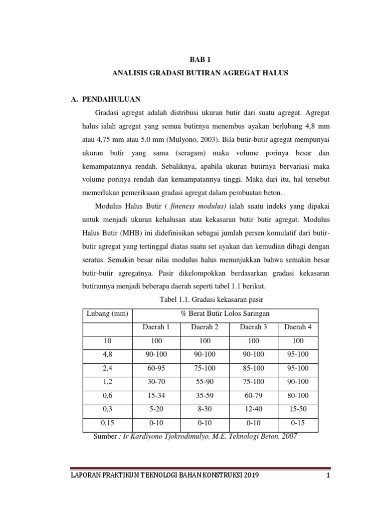 BAB 1 Gradasi Butiran HAL (1-7) | PDF | Metode & Bahan Ajar