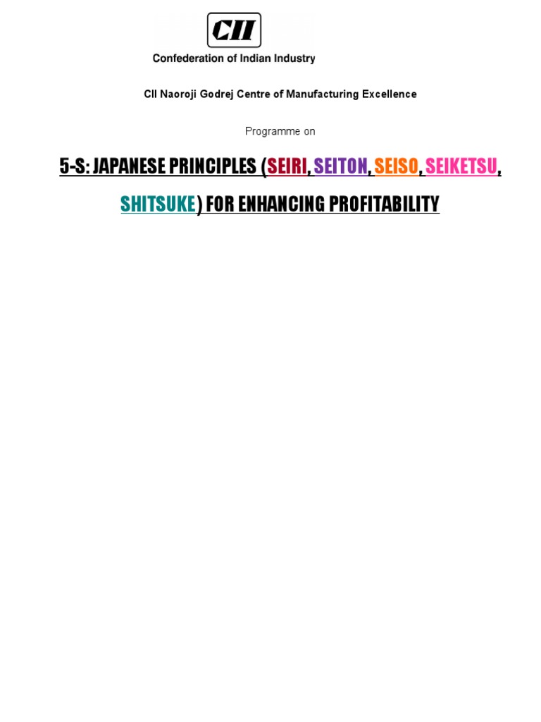 5-S: Japanese Principles, ,,, For Enhancing Profitability | PDF ...