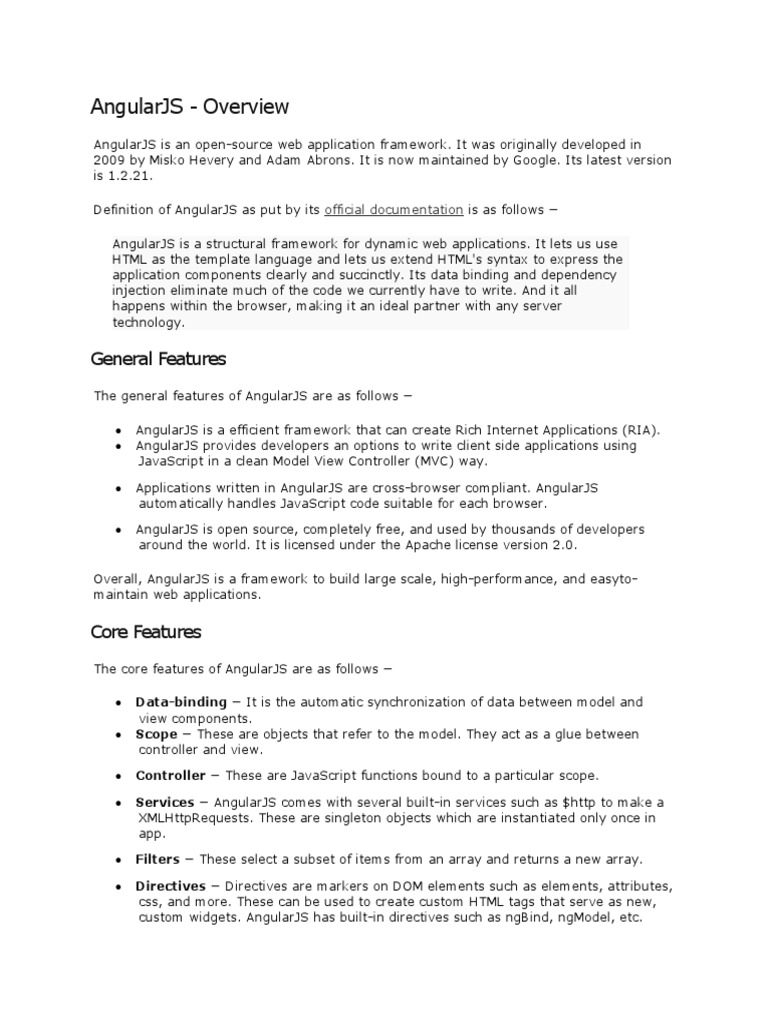 AngularJS Tutorial | PDF | Angular Js | Model–View–Controller