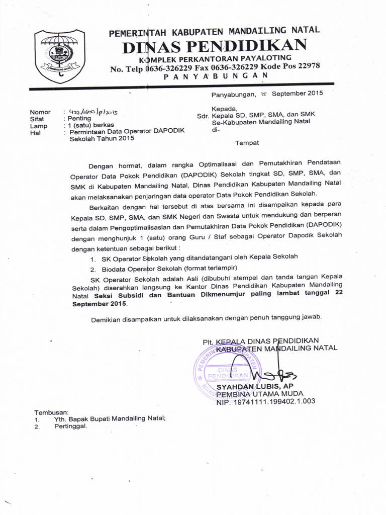 Surat Permintaan Data Operator | PDF