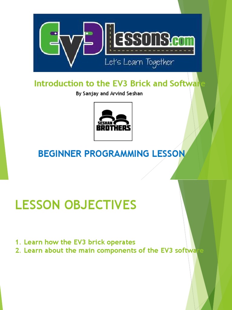 Beginner Programming Lesson: Introduction To The EV3 Brick and Software ...