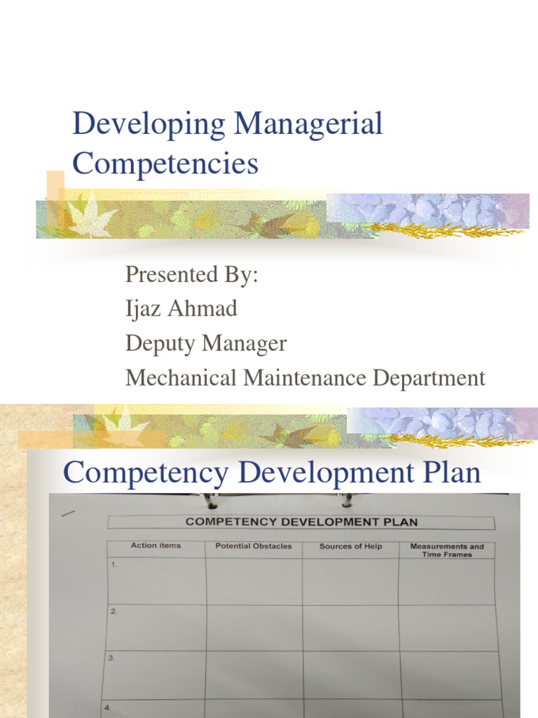 Developing Managerial Competency | Download Free PDF | Competence (Human Resources) | Action ...