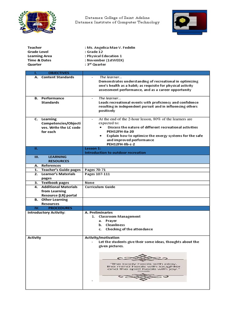 Outdoor Recreation Introduction | PDF | Outdoor Recreation | Teachers