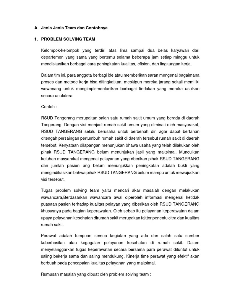 Jenis Jenis Team Dan Contohnya | PDF