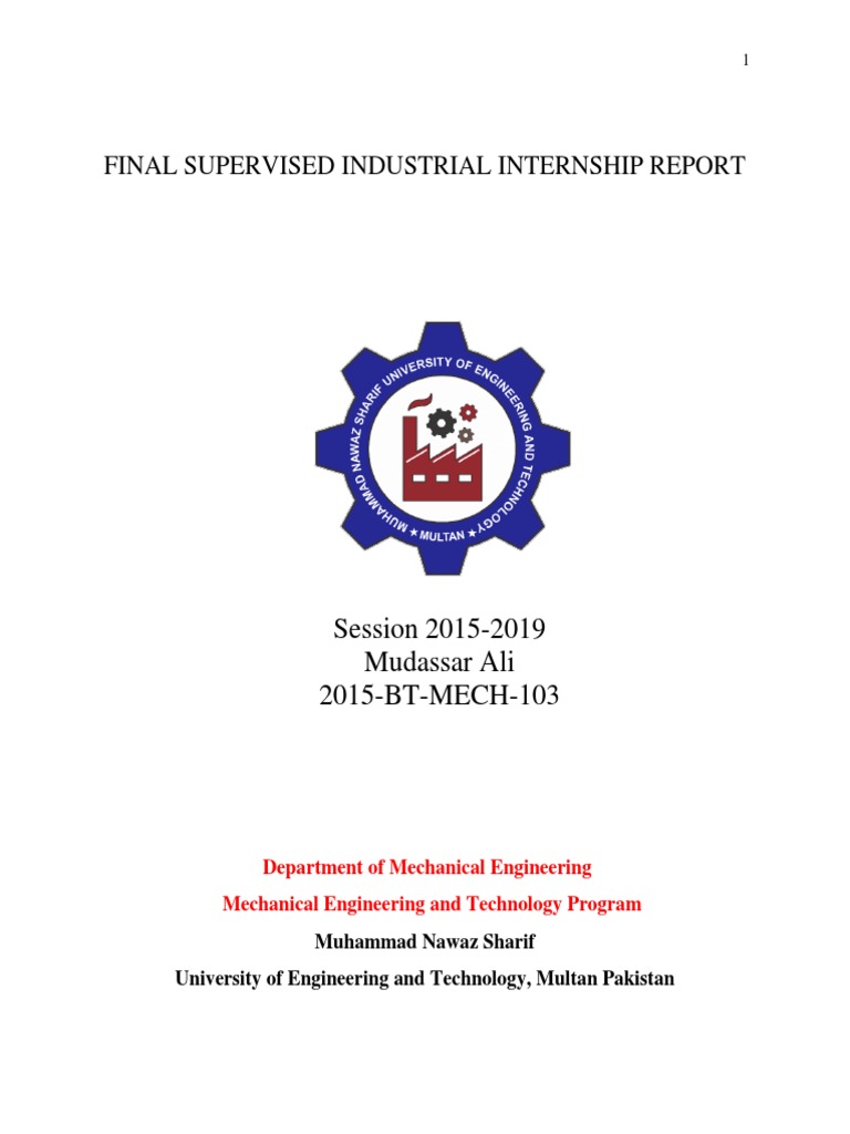 Final Supervised Industrial Internship Report 1 | PDF | Spinning ...