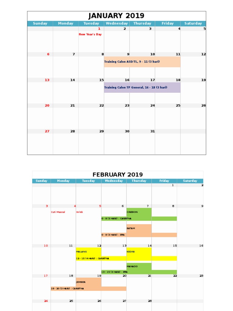 2019 Calendar Template | PDF | Observances | Holidays