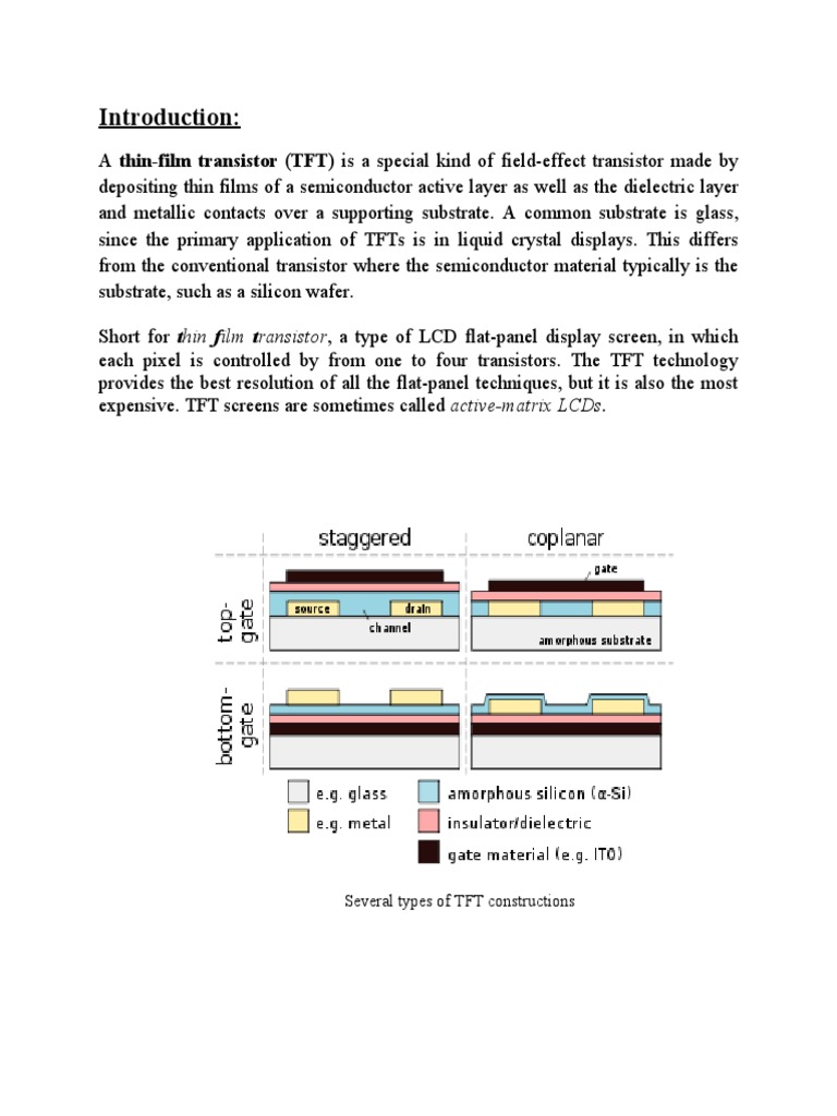 Several Types of TFT Constructions | PDF | Thin Film Transistor Liquid ...