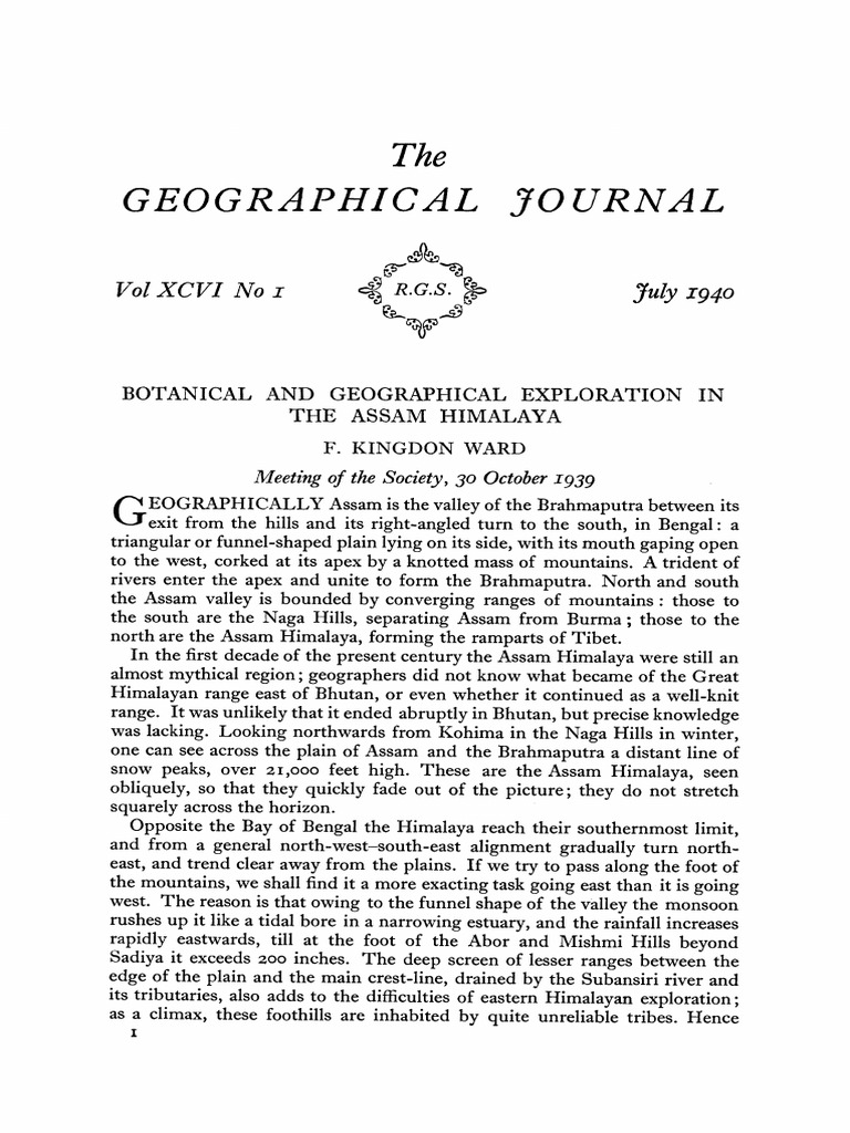 1940 Botanical Exploration in Assam Himalaya by Kingdon Ward From GJv96 ...