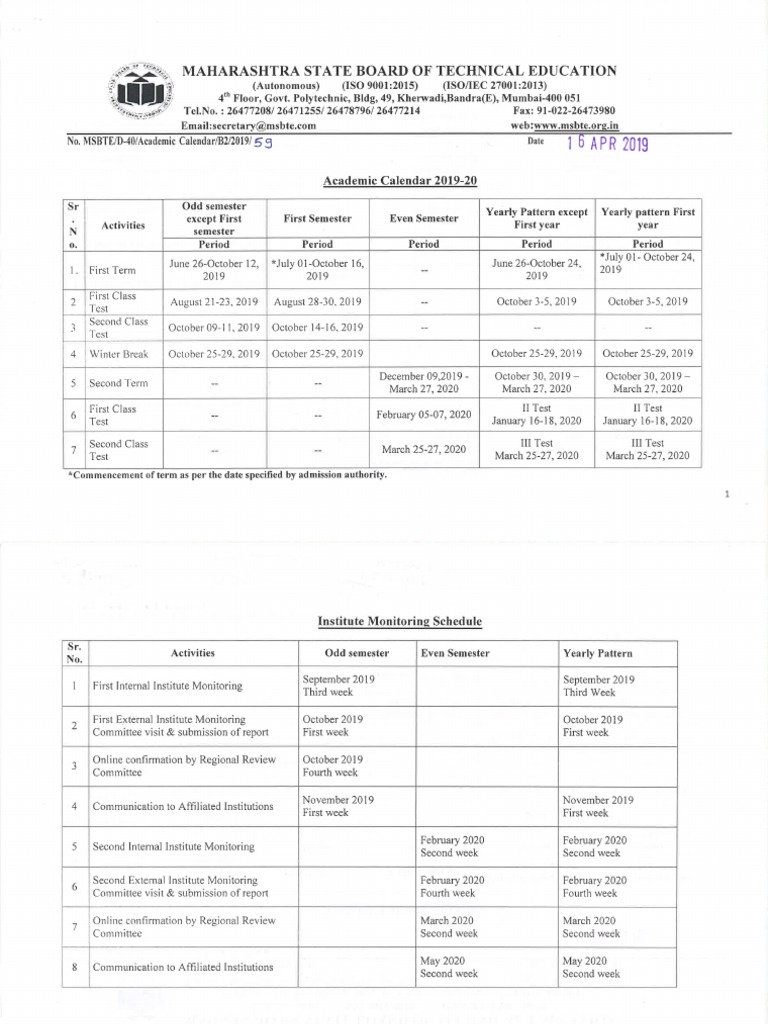 Academic Calendar 2019-20 | PDF