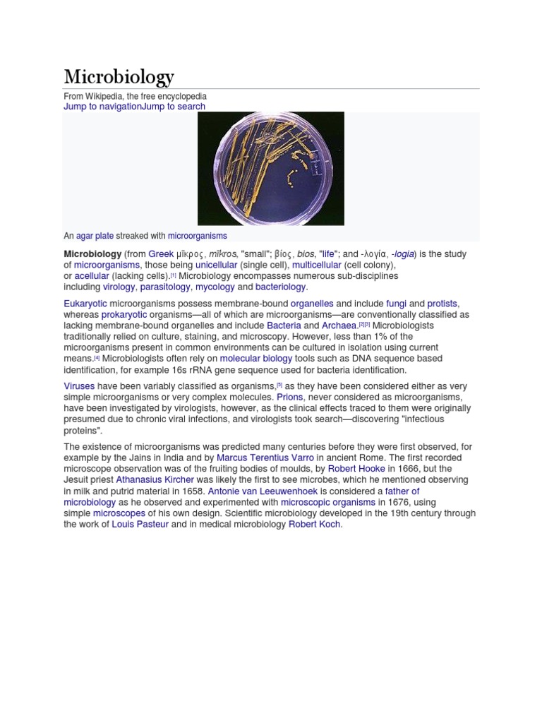 Microbiology: From Wikipedia, The Free Encyclopedia | PDF
