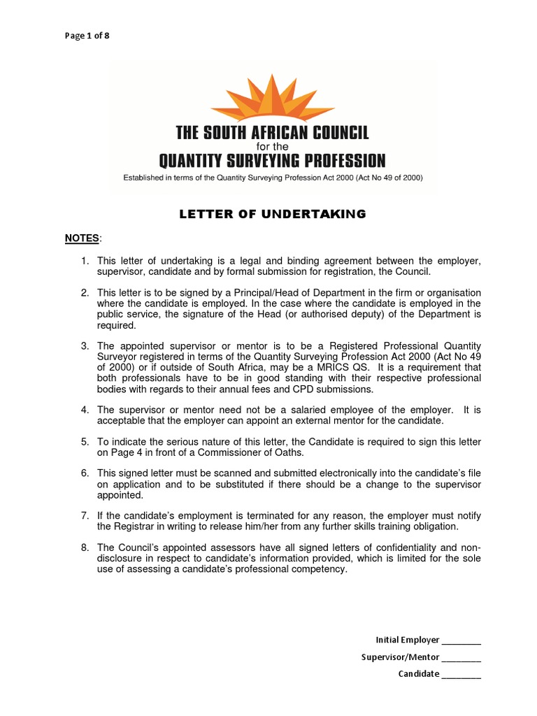 2014 - Employer Letter of Undertaking | PDF | Mentorship | Procurement