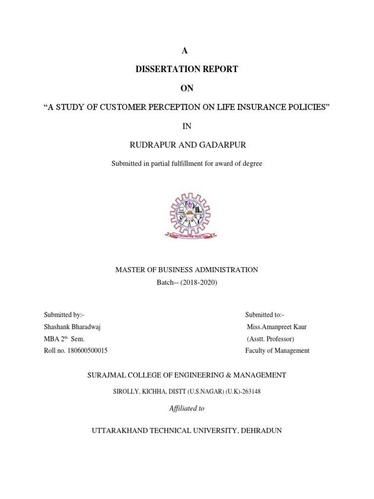 "A Study of Customer Perception On Life Insurance Policies" IN Rudrapur and Gadarpur | PDF ...