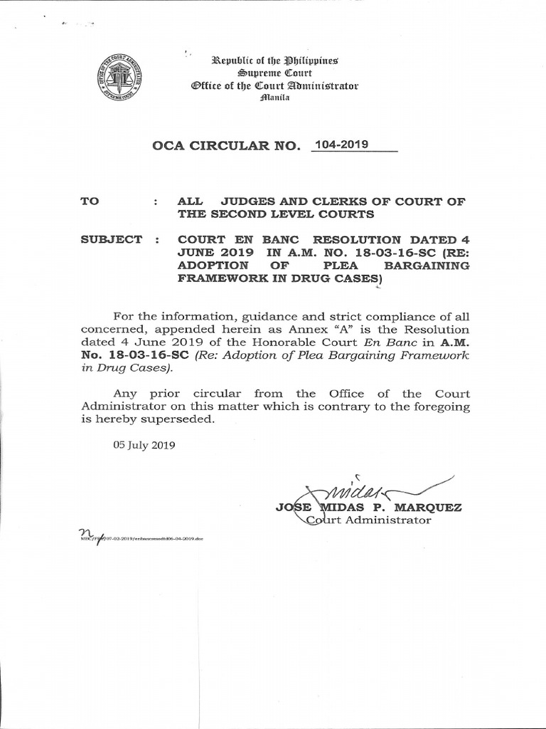 OCA Circular No. 104 2019 PDF | PDF