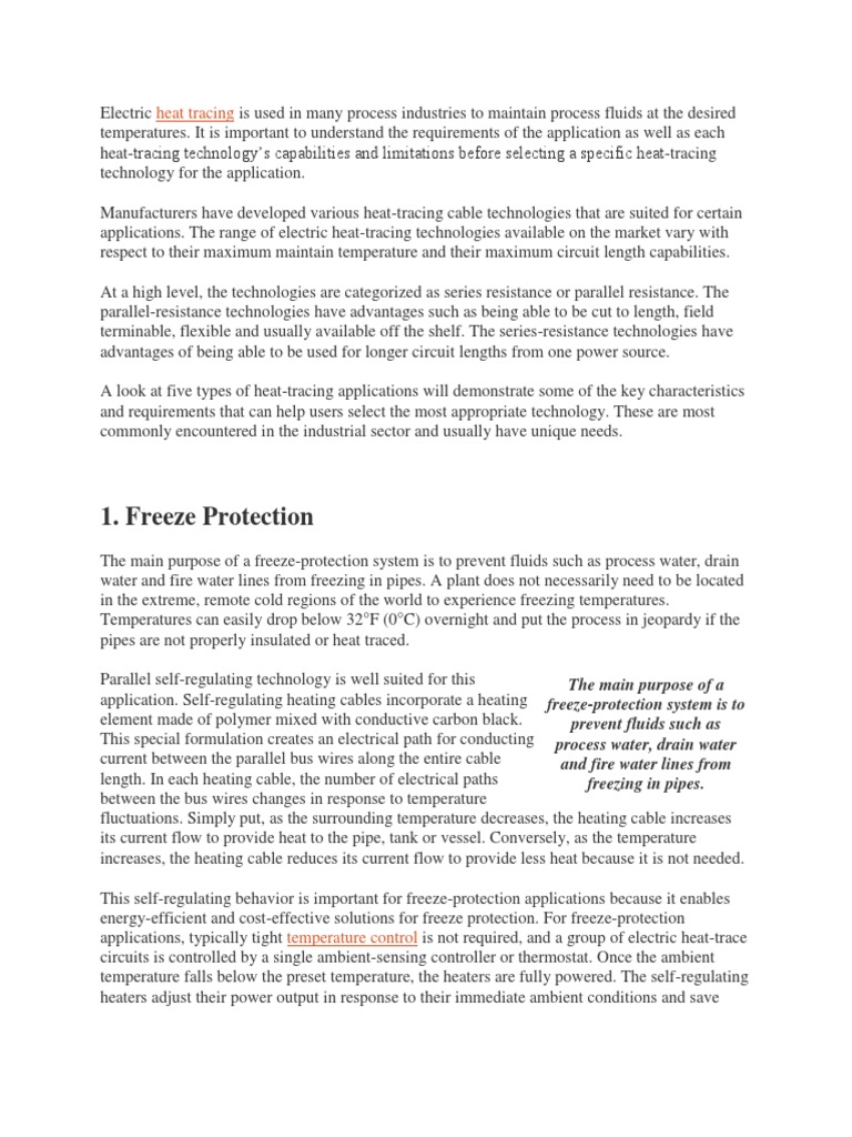 Freeze Protection: Heat Tracing | PDF | Building Engineering | Materials