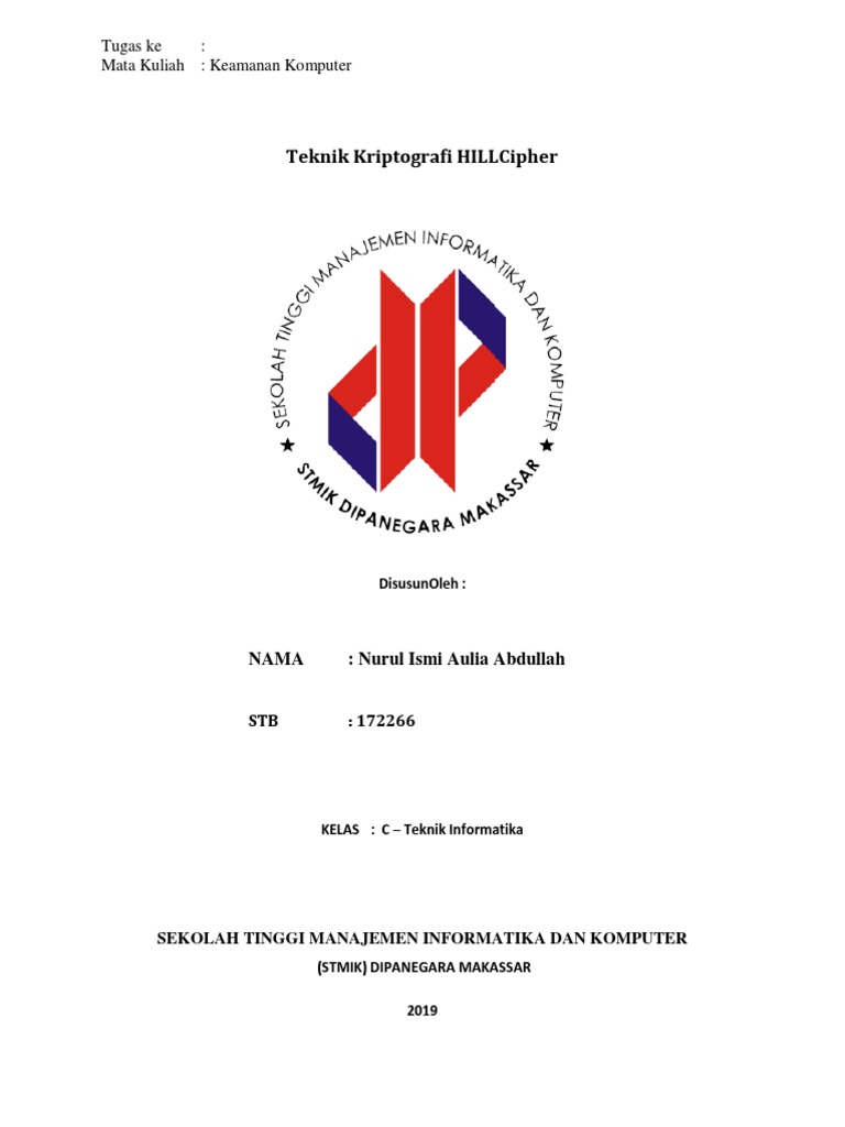 Contoh Penyelesaian Enkripsi Hill Cipher Pdf