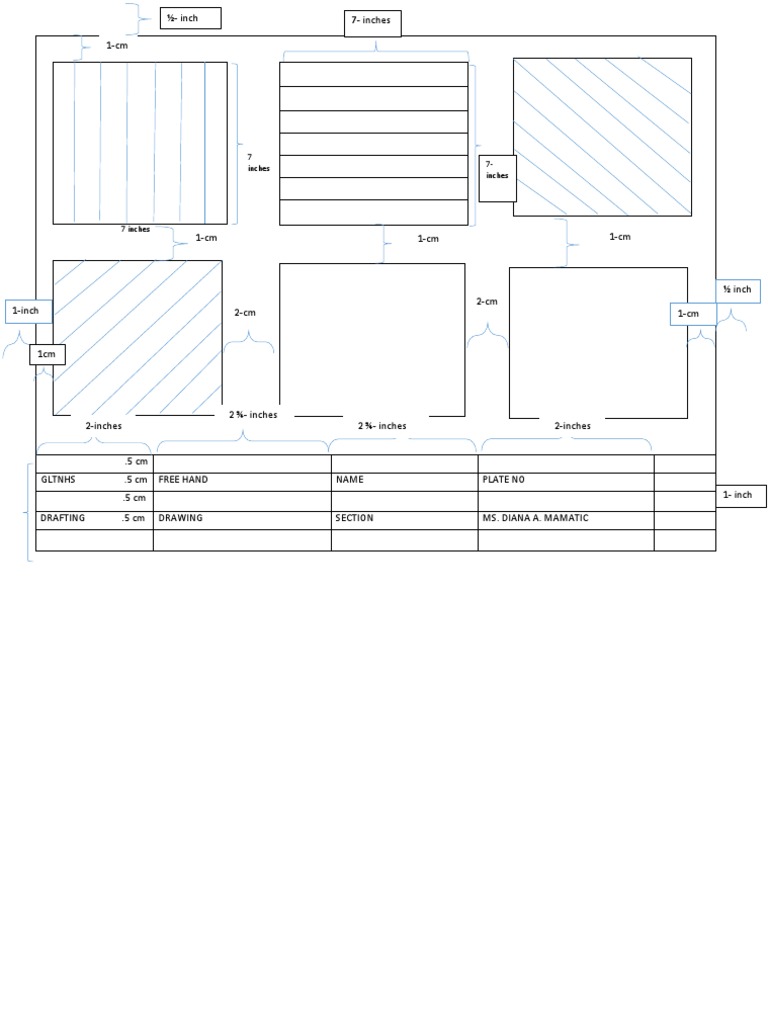 A Technical Drawing Layout Showing Various Geometric Shapes ...